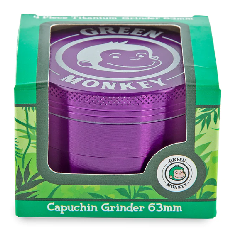 GREEN MONKEY GRINDERS CAPUCHIN GRINDERS 63MM – PURPLE – Central Smoke ...